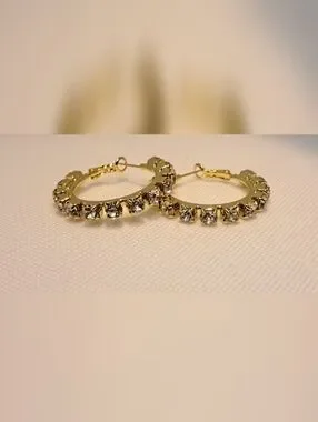Amazon | Jewelry | 3 For 2 Amazon Gold Hoop Earrings With Clear Accent ...